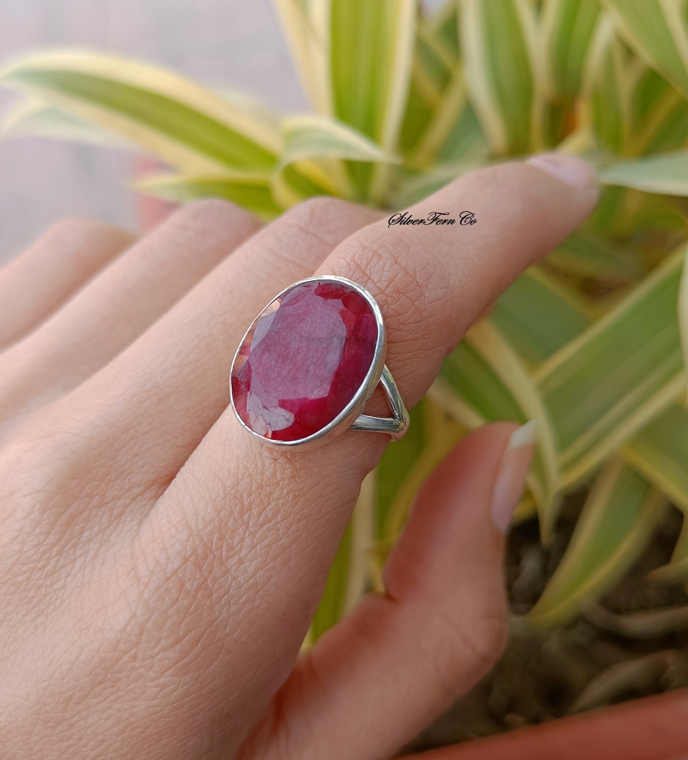 Handmade Ruby Ring: 925 Sterling Silver Band Ring - Etsy