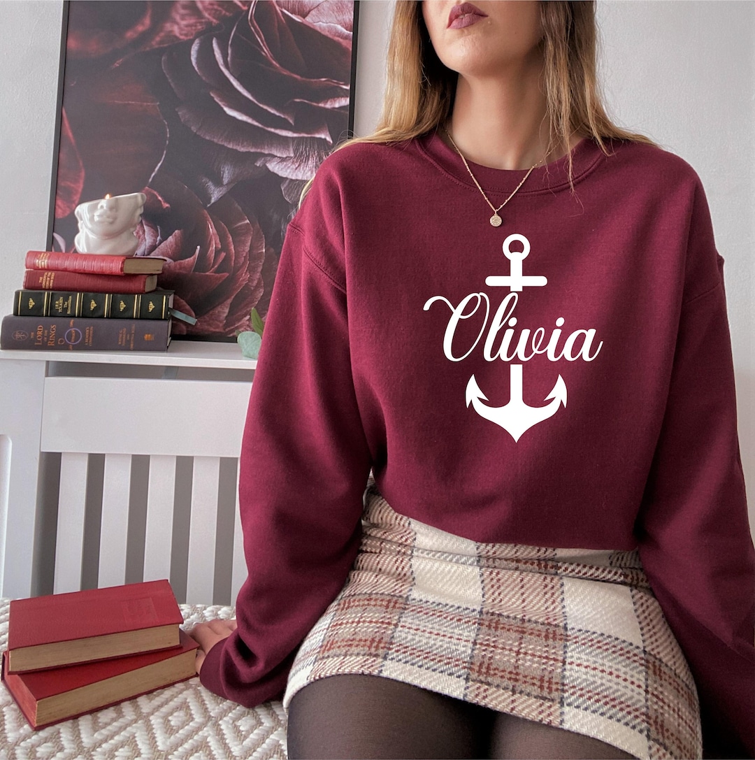 Personalized Anchor Sweatshirt, Nautical Initials Sweater, Custom Named ...