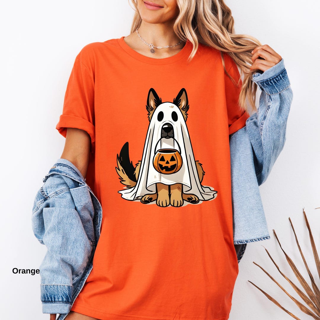 German Shepherd Ghost Halloween Shirt, Spooky Dog Tee - Etsy