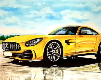 Mercedes Amg Drawing - Etsy