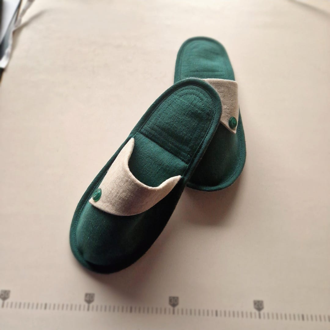 European Linen Slippers for Women, Travel Slippers, House Shoes, Non ...
