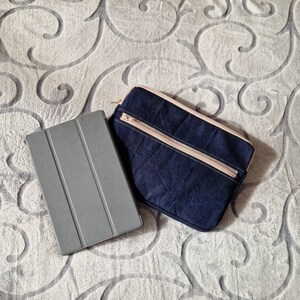 Patchwork Denim Tablet Sleeve, Travel Document Holder, Jeans Computer ...