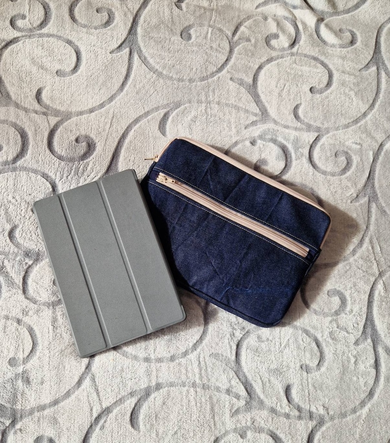 Patchwork Denim Tablet Sleeve, Travel Document Holder, Jeans Computer ...