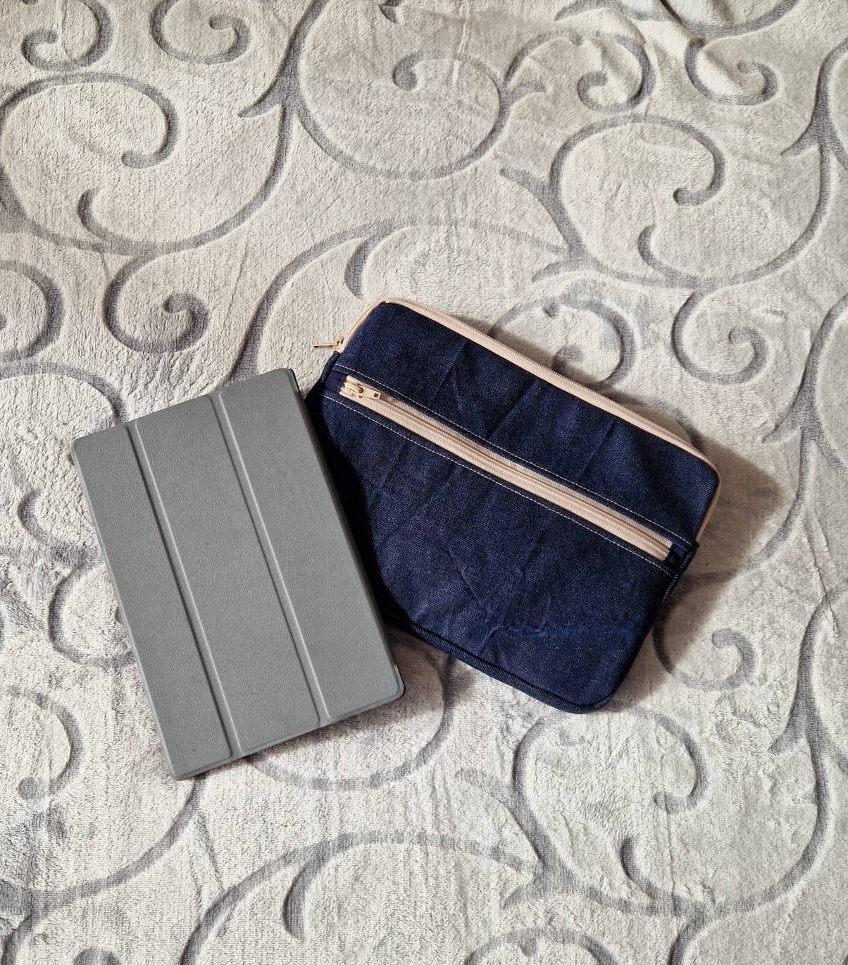 Patchwork Denim Tablet Sleeve, Travel Document Holder, Jeans Computer ...