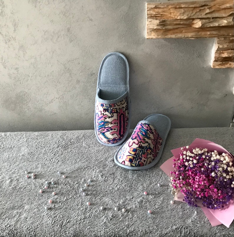 Handmade Recycled Denim Slippers for Women, Indoor Upcycled Jeans Slip ...