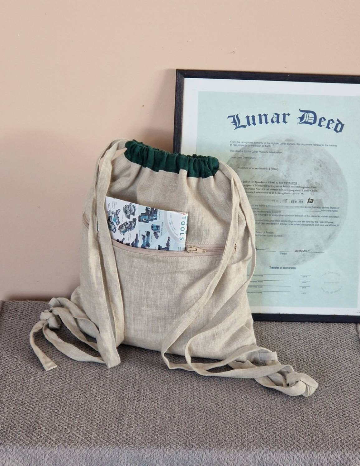 Convertible Linen Bag Backpack, Boho Messenger Bag, Drawstring Backpack ...
