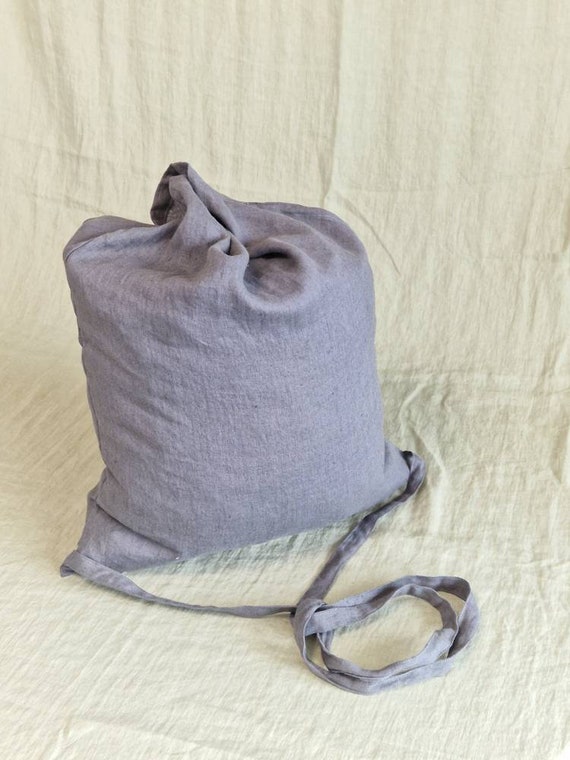 Linen Backpack laundry Bag drawstring Bag travel Bag Vegan - Etsy