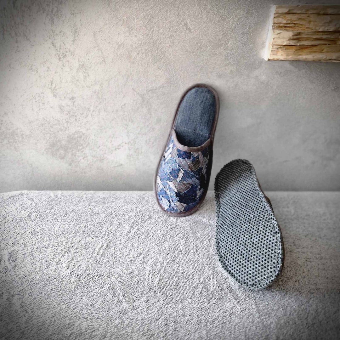 Home Slippers for Men,recycled Denim Slippers, Travel Slippers, Organic ...