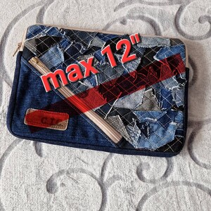 Patchwork Denim Tablet Sleeve, Travel Document Holder, Jeans Computer ...