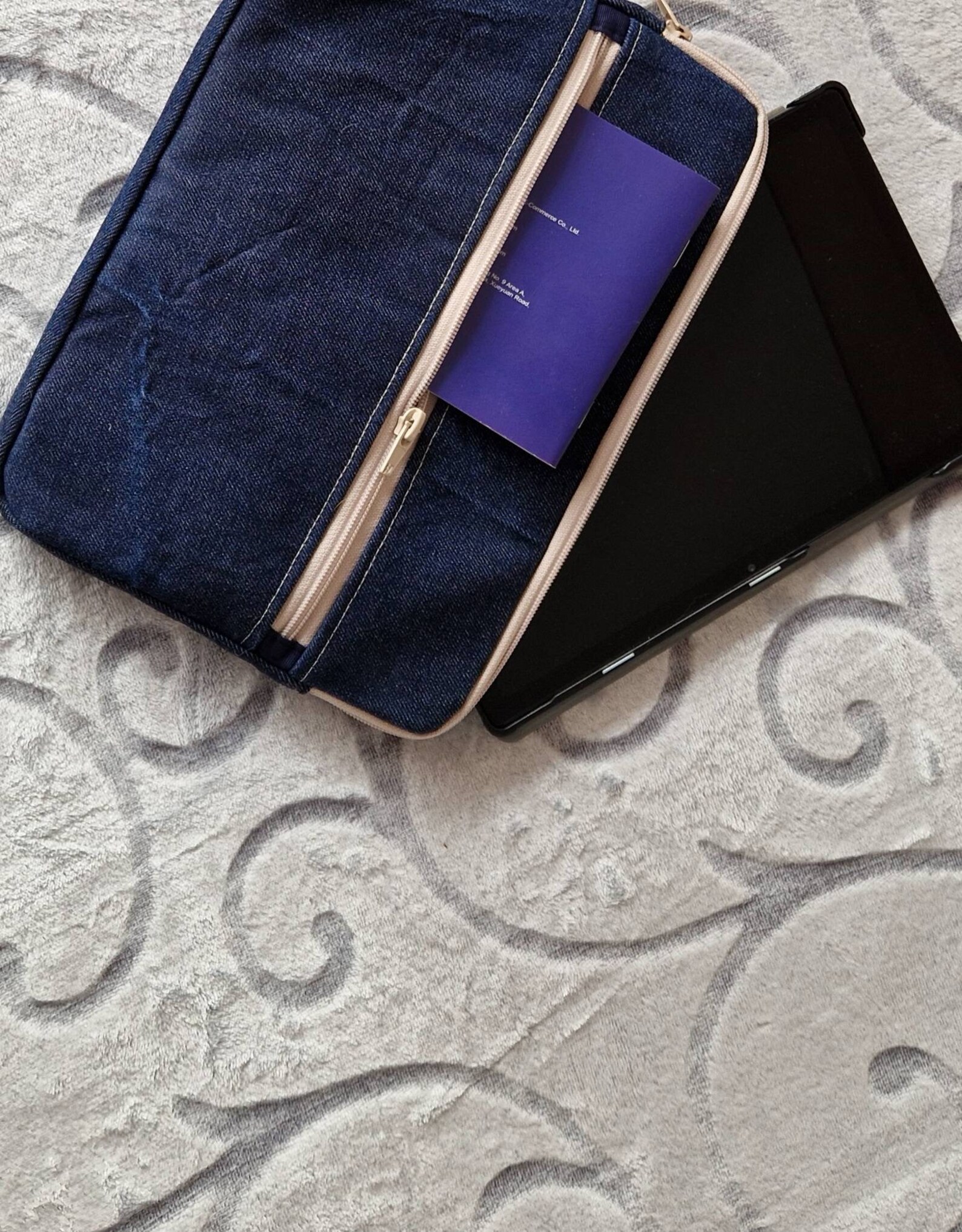 Patchwork Denim Tablet Sleeve, Travel Document Holder, Jeans Computer ...