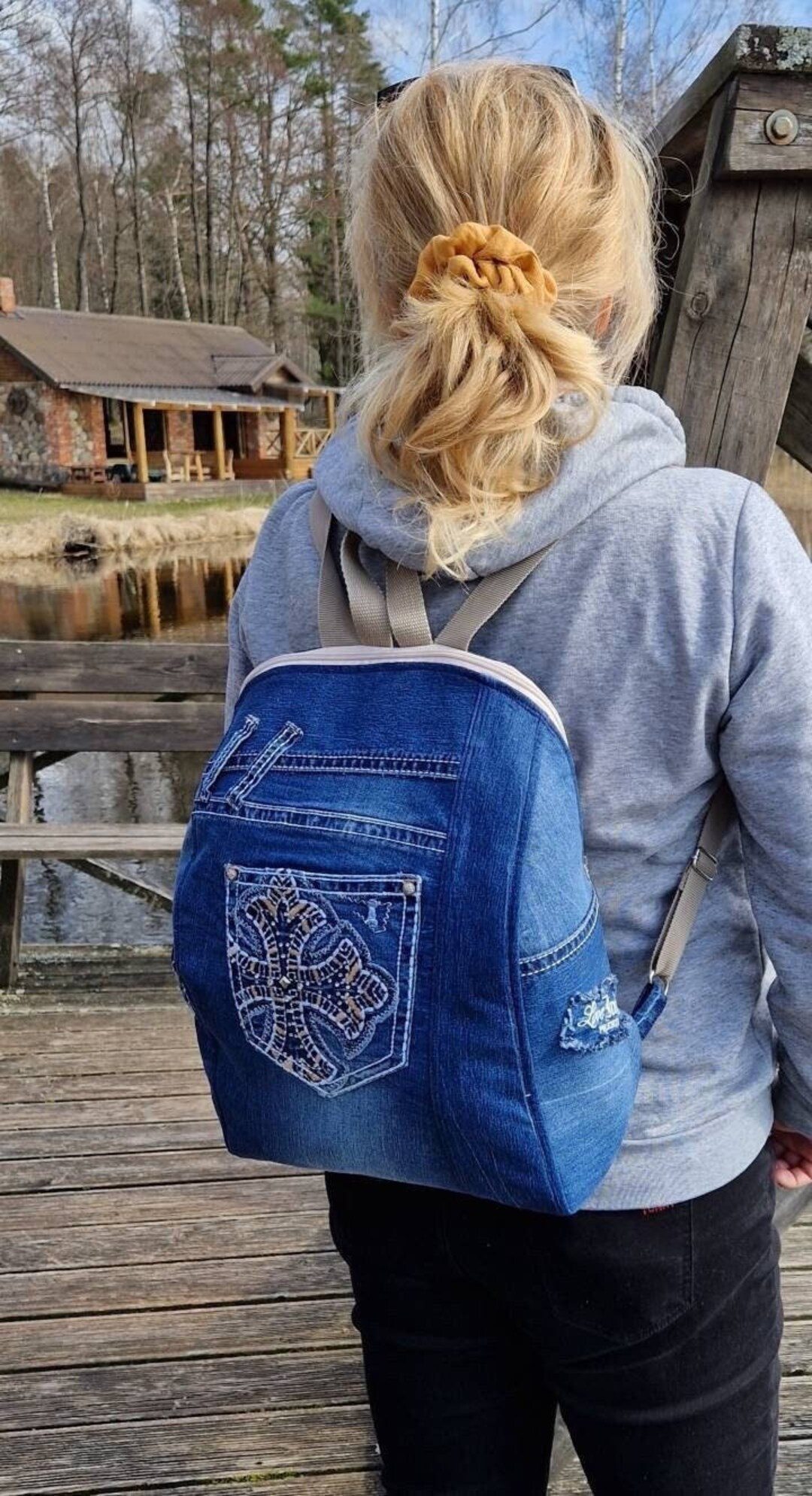 Ready to Ship Blue Denim Backpack for Women, Jean Medium Rucksack ...
