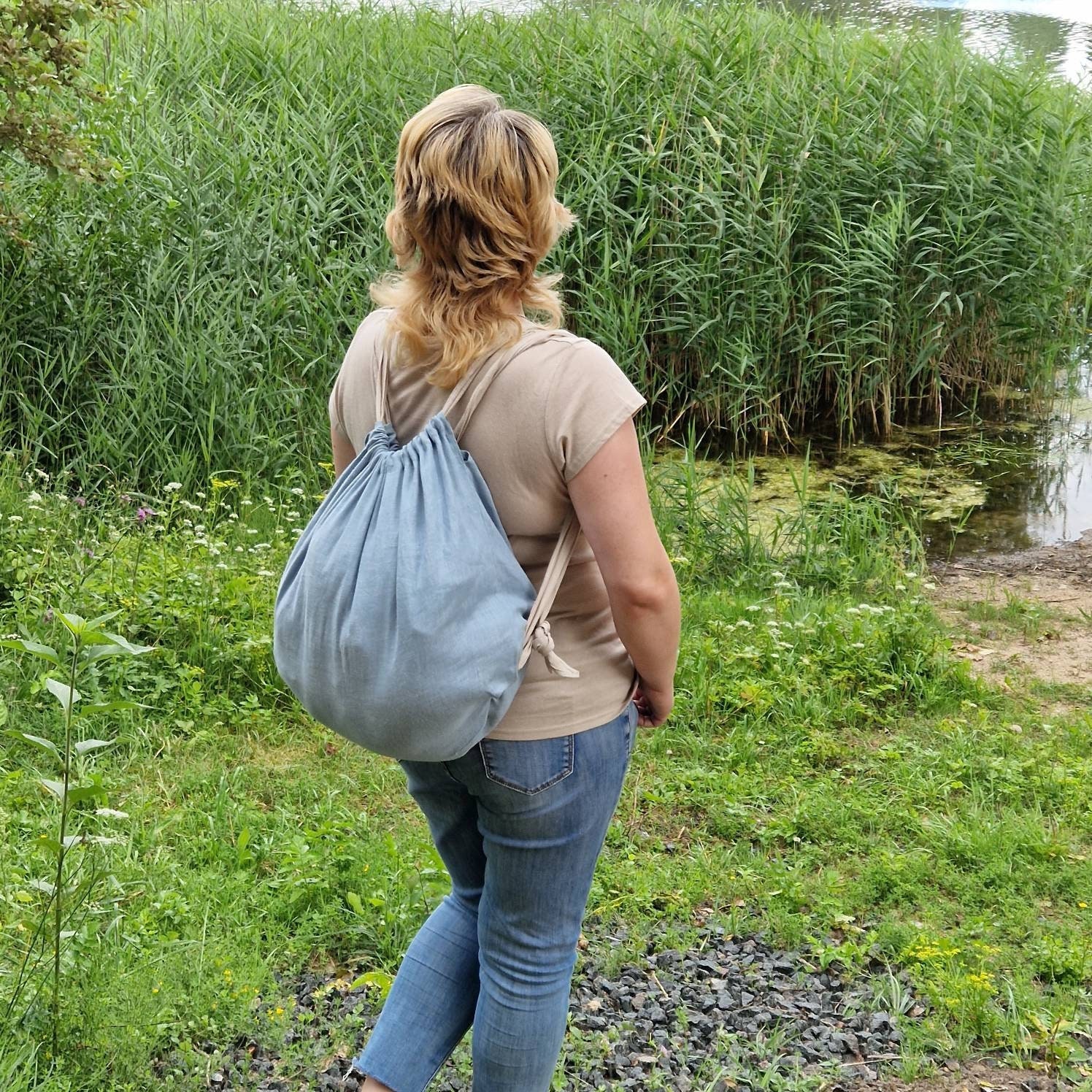 Linen Convertible Bag Backpack, Boho Drawstring Tote, Beach Bag - Etsy