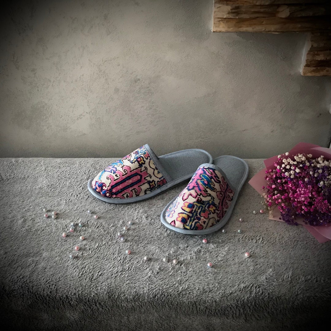 Handmade Recycled Denim Slippers for Women, Indoor Upcycled Jeans Slip ...