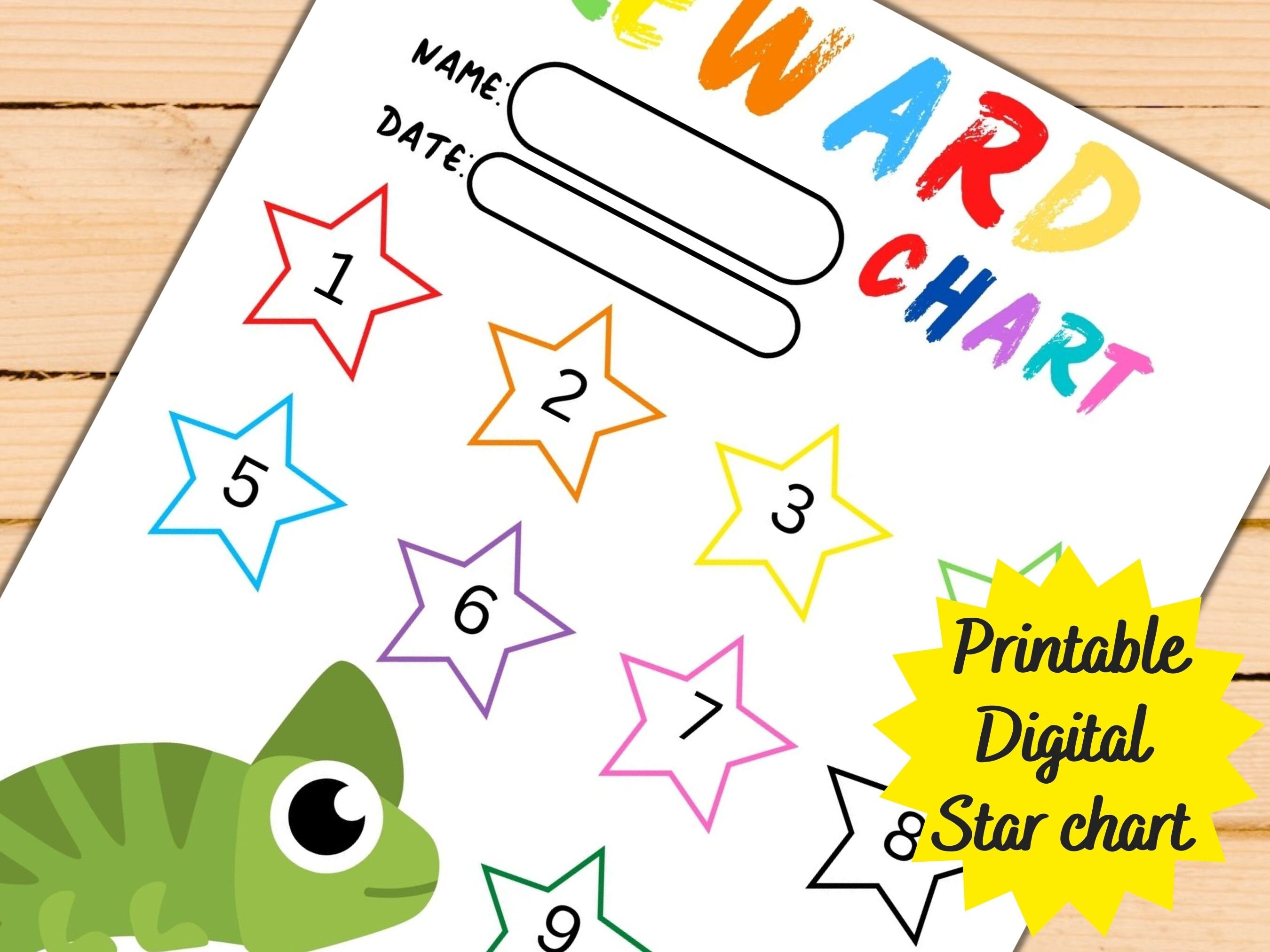 Star Chart for Kids, Potty Training Chart, Animal Reward Chart for ...