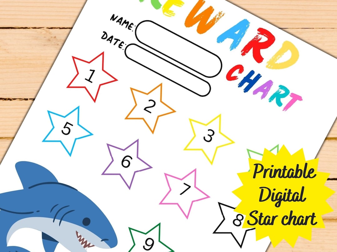 Star Chart for Kids, Potty Training Chart, Animal Reward Chart for ...