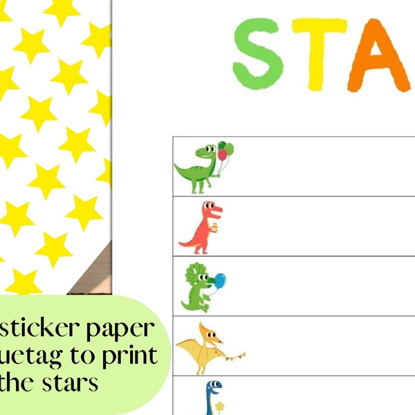 Dinosaur Star Chart - Etsy