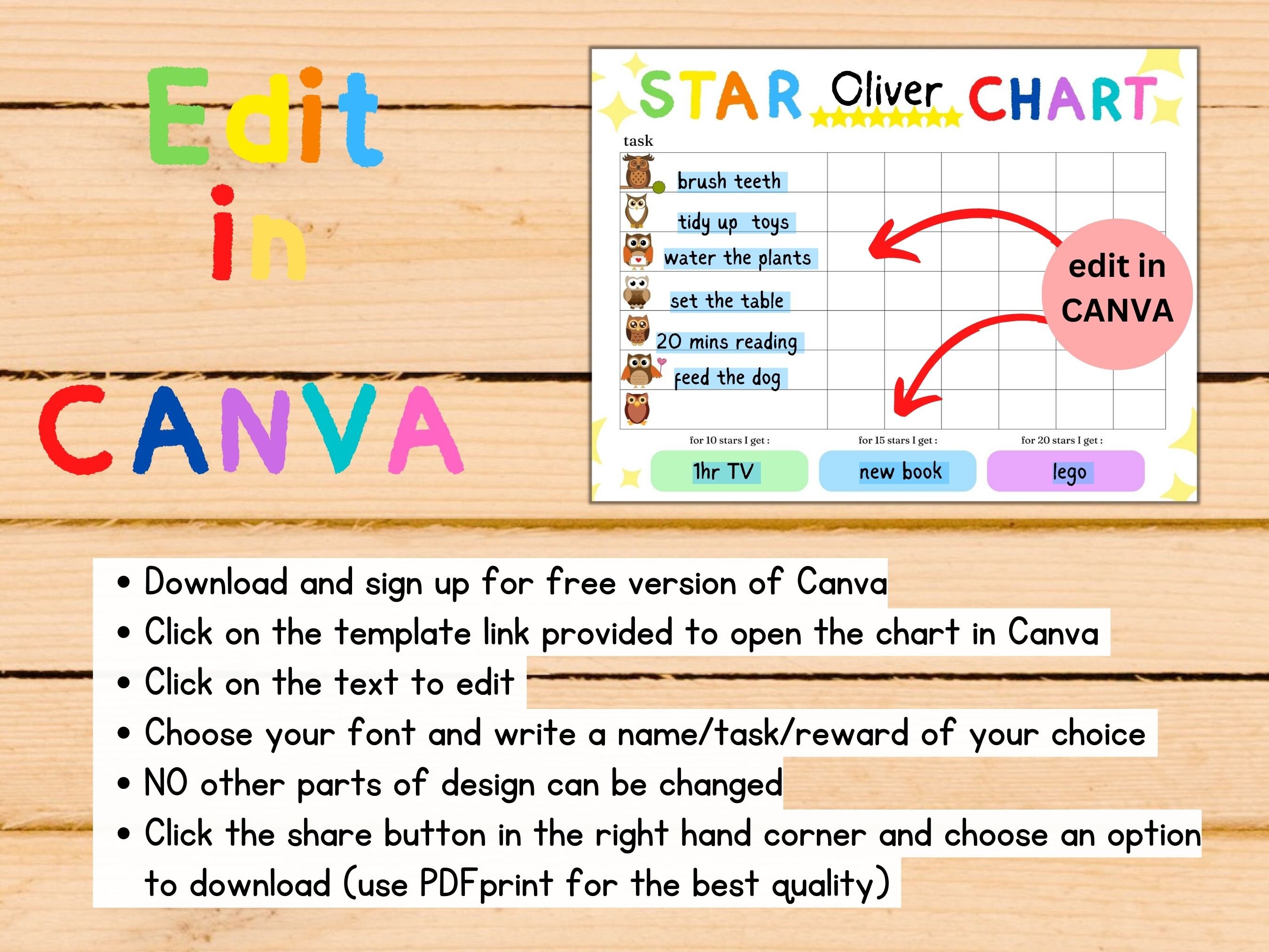 Star Chart for Kids All Kids, OWL Reward Chart, Animal Daily Routine ...