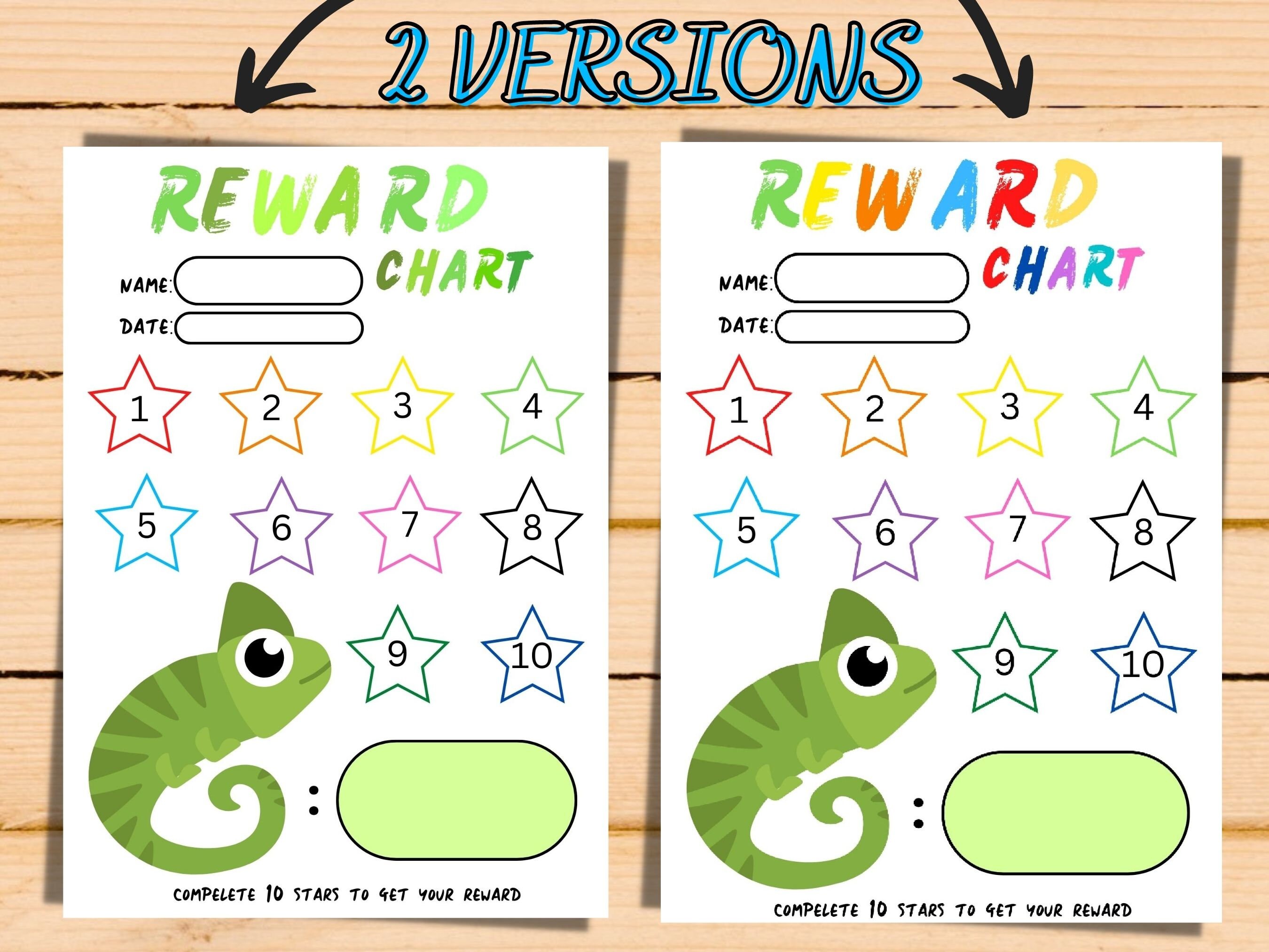 Star Chart for Kids, Potty Training Chart, Animal Reward Chart for ...