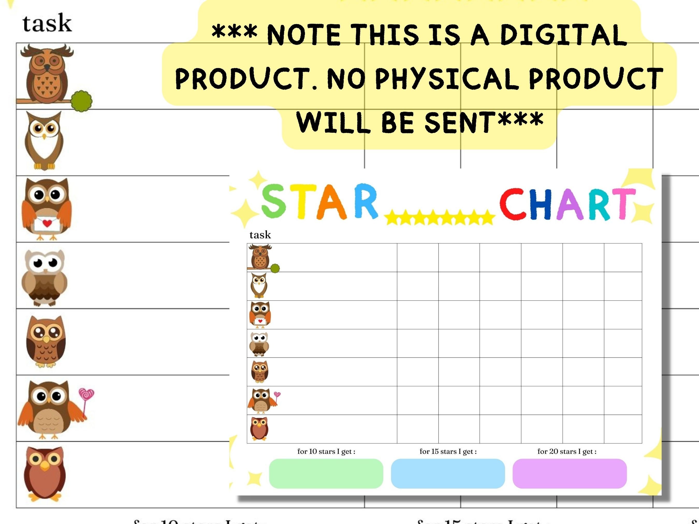 Star Chart for Kids All Kids, OWL Reward Chart, Animal Daily Routine ...