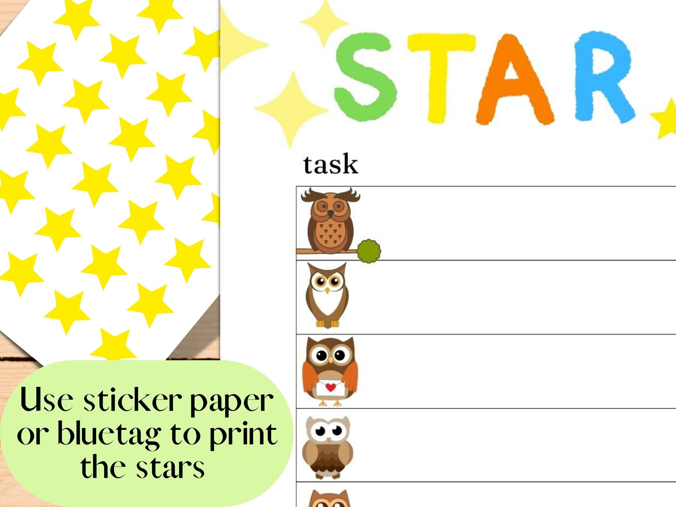 Star Chart for Kids All Kids, OWL Reward Chart, Animal Daily Routine ...