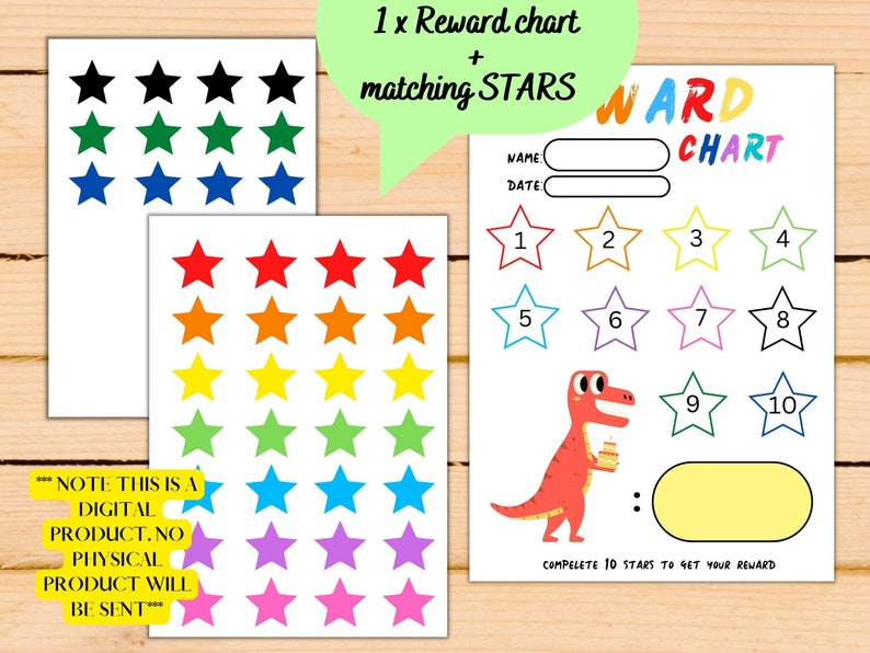 Star chart for kids, potty training chart, animal reward chart for ...
