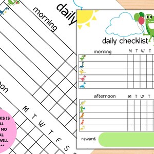 Kids' Daily Routine Chart With Fun Animals and Morning - Etsy
