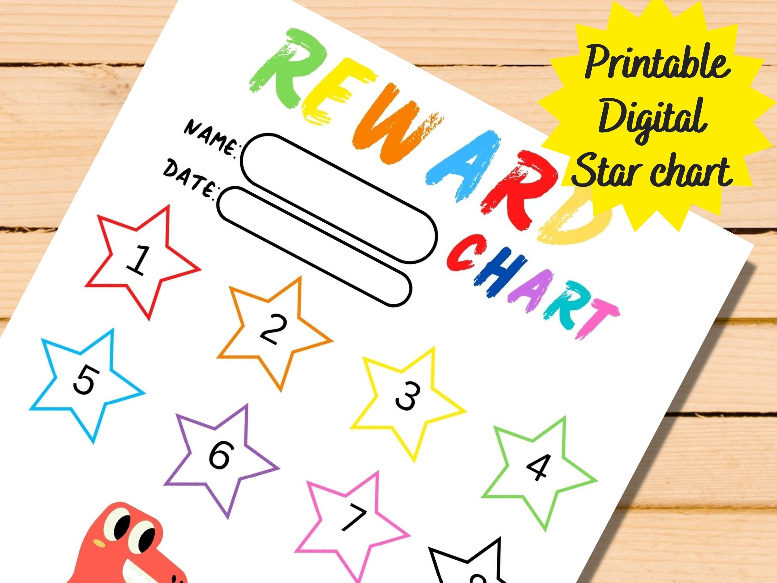 Star Chart for Kids, Potty Training Chart, Animal Reward Chart for ...