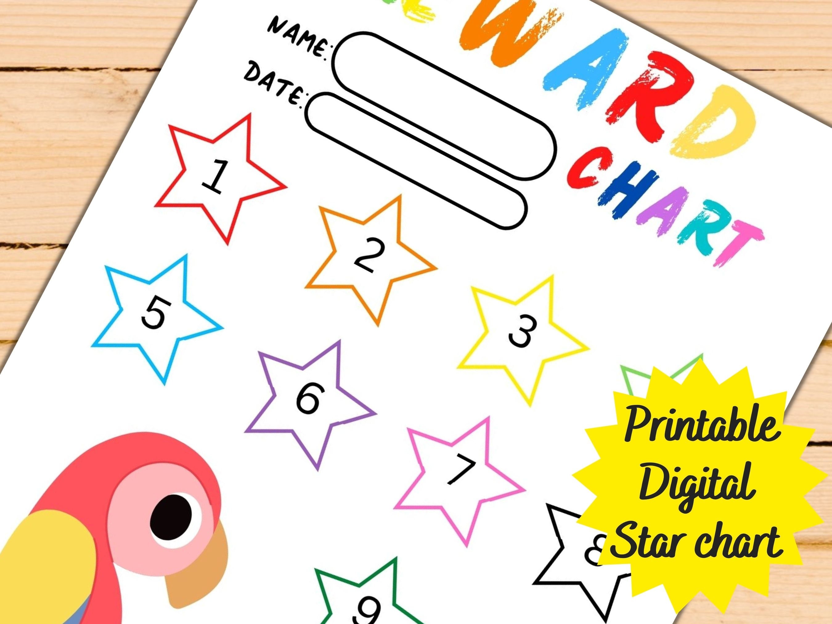 Star Chart for Kids, Potty Training Chart, Animal Reward Chart for ...