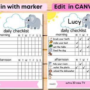 The CANVA Editable PDF is a Daily Routine Chart for Kids - Etsy