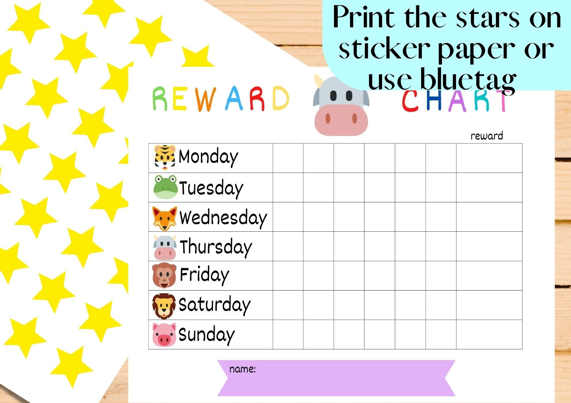 Kid's Chart for Reward, Potty Training, Chores for Kids, Print at Home ...