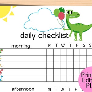 Kids' Daily Routine Chart With Fun Animals and Morning - Etsy