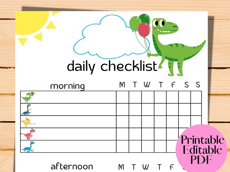 Kids' Daily Routine Chart With Fun Animals and Morning - Etsy