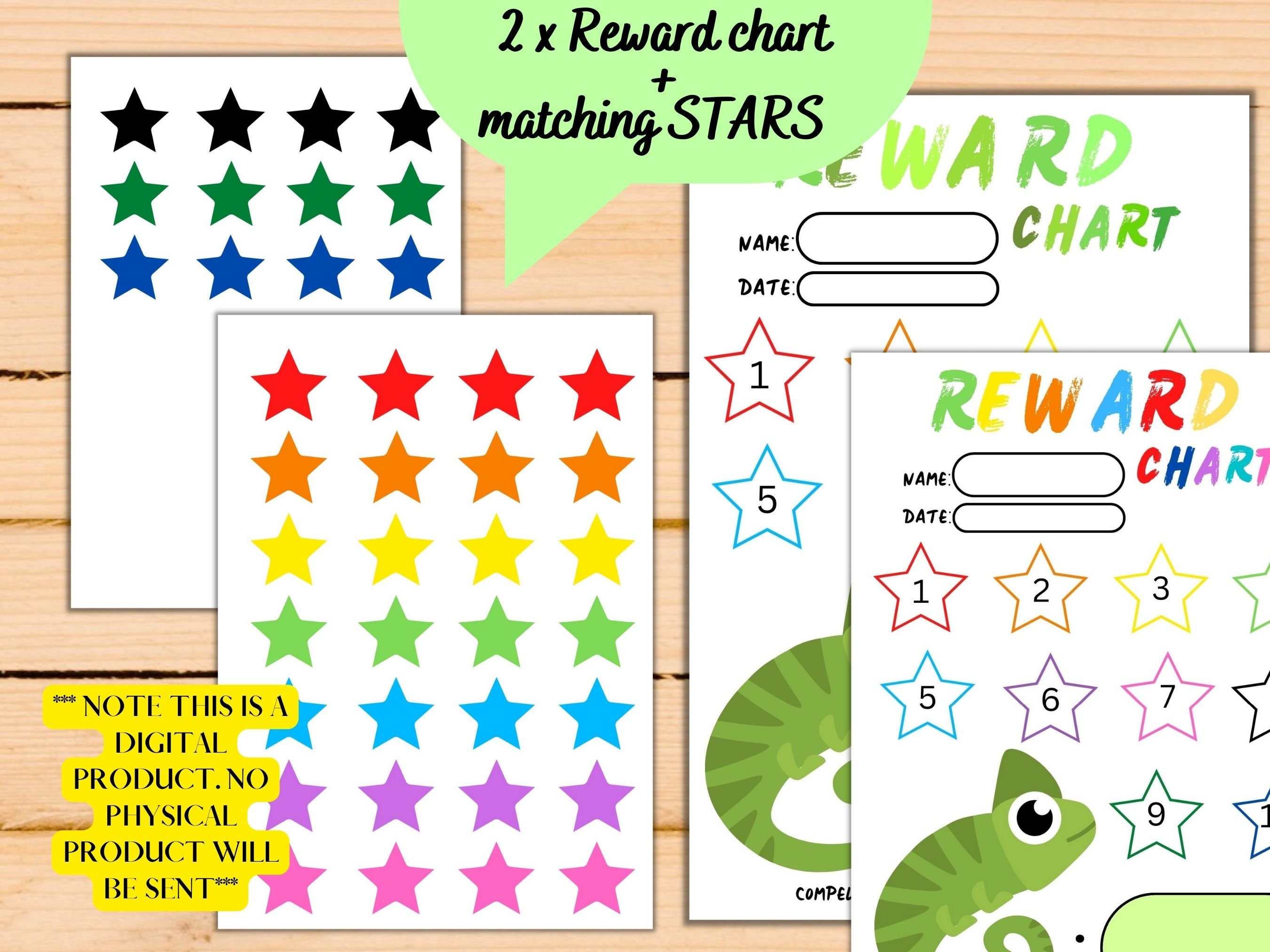 Star Chart for Kids, Potty Training Chart, Animal Reward Chart for ...
