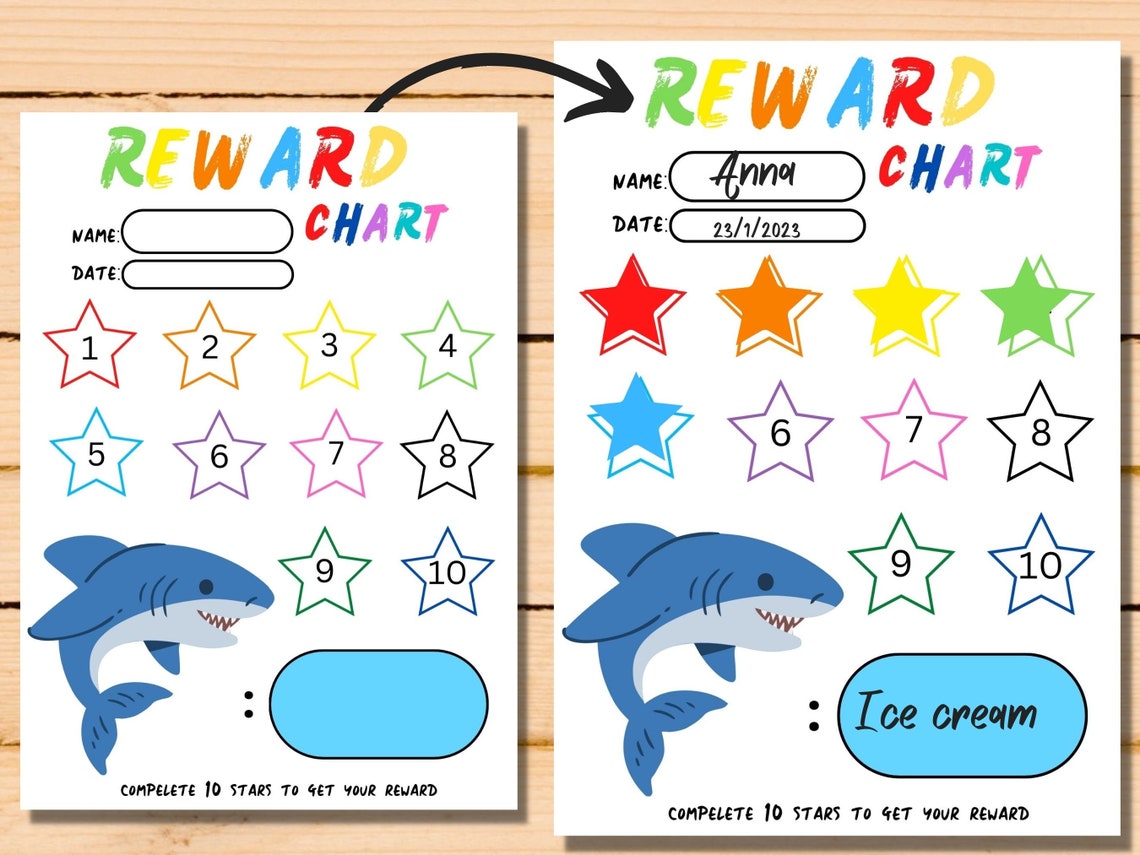 Star Chart for Kids, Potty Training Chart, Animal Reward Chart for ...