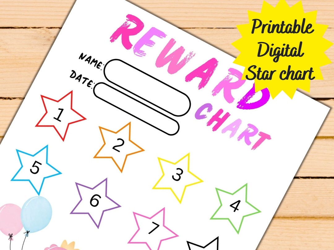Star Chart for Kids, Potty Training Chart, Animal Reward Chart for ...