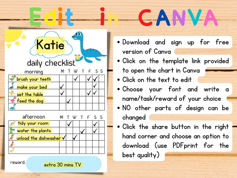 Kids' Daily Routine Chart, With Fun Animals and Morning and Afternoon ...