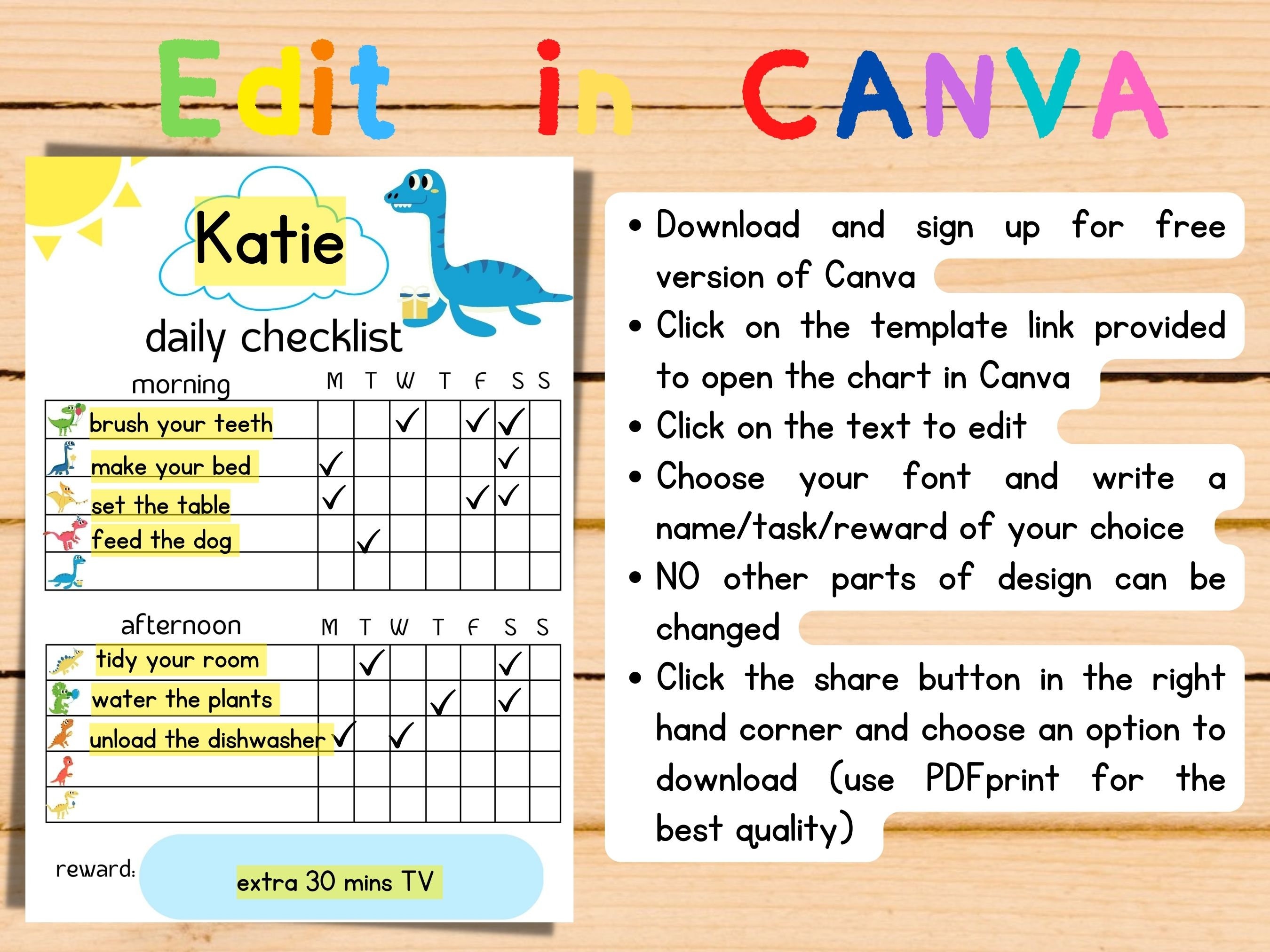 Kids' Daily Routine Chart, With Fun Animals and Morning and Afternoon ...