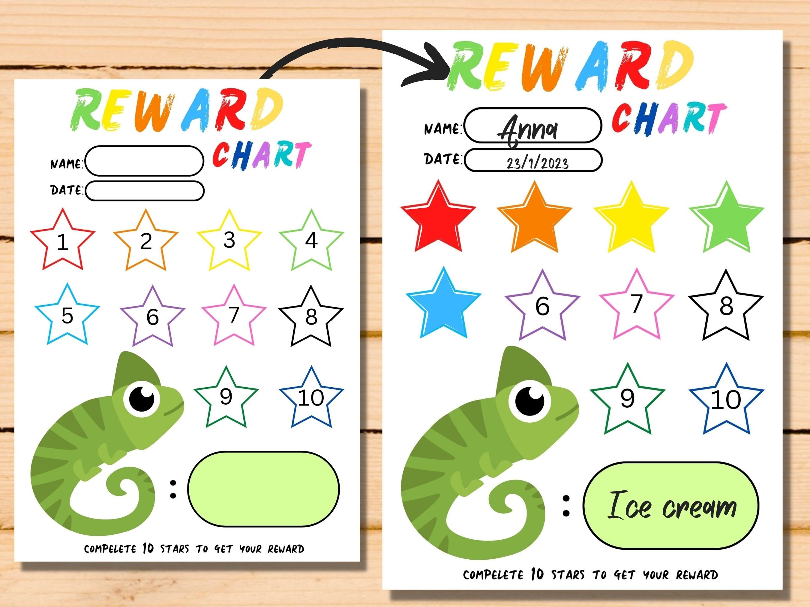 Star Chart for Kids, Potty Training Chart, Animal Reward Chart for ...