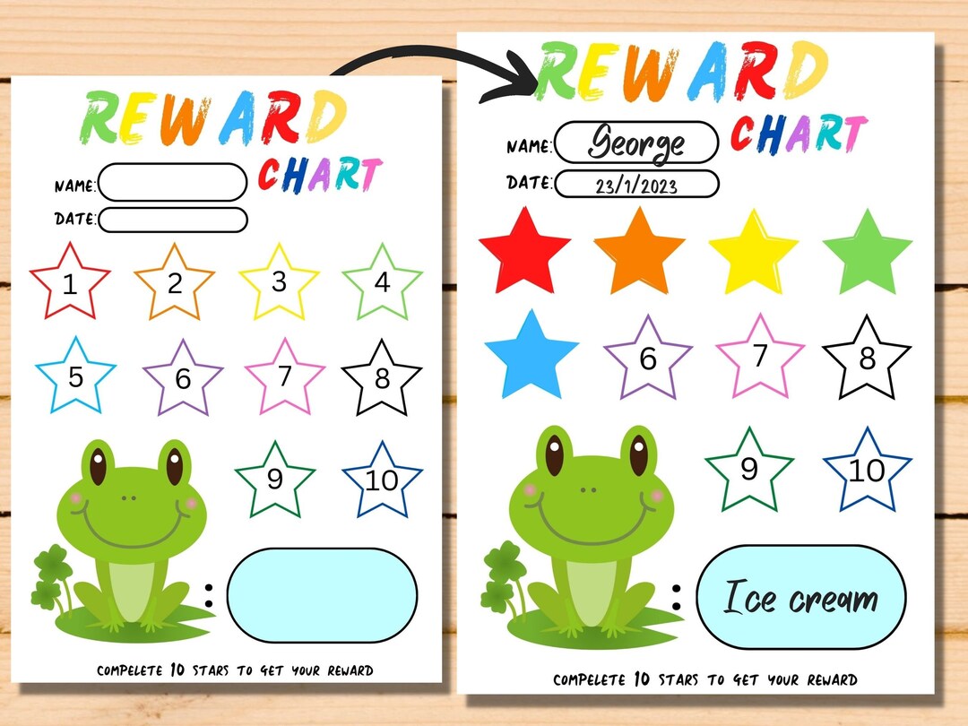 Star Chart for Kids, Potty Training Chart, Animal Reward Chart for ...