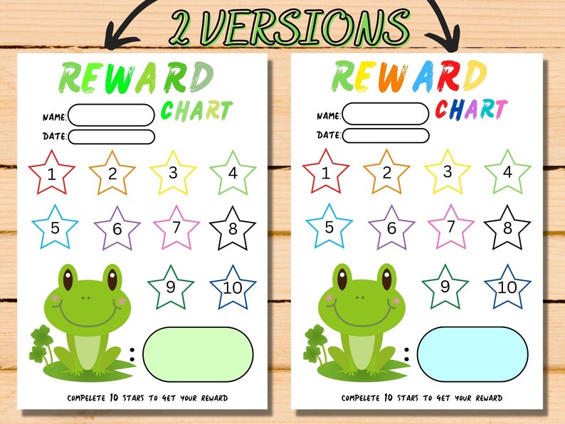 Star chart for kids, potty training chart, animal reward chart for ...
