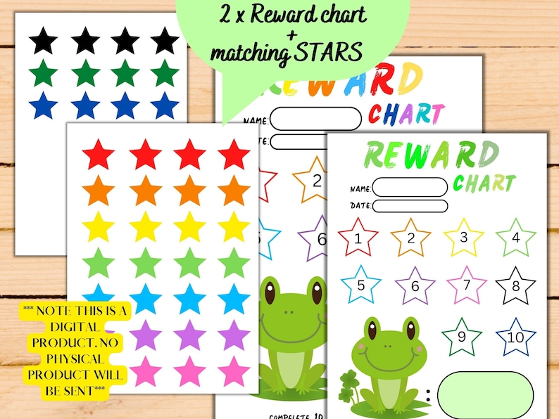 Star chart for kids, potty training chart, animal reward chart for ...