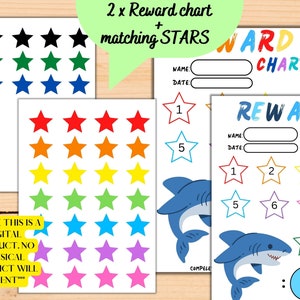 Star Chart for Kids, Potty Training Chart, Animal Reward Chart for ...