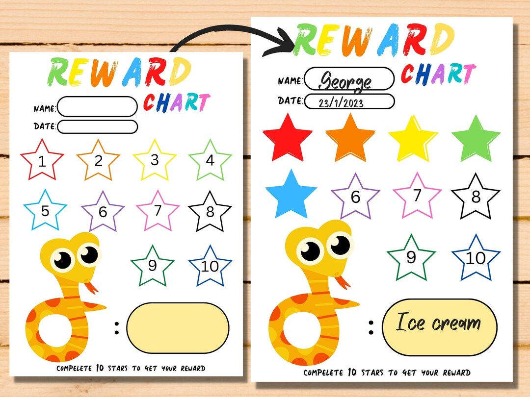Star Chart for Kids, Potty Training Chart, Animal Reward Chart for ...