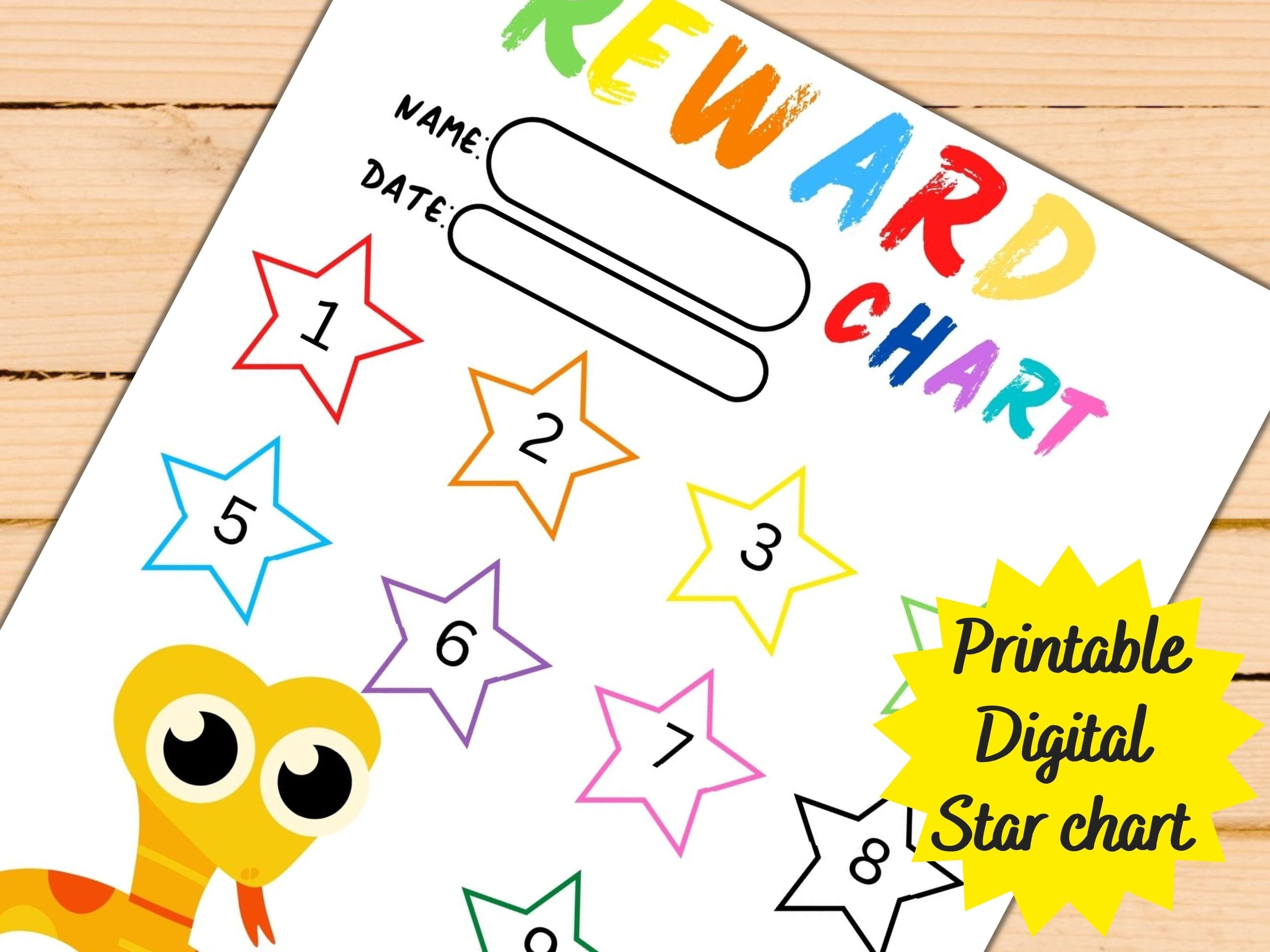 Star Chart for Kids, Potty Training Chart, Animal Reward Chart for ...