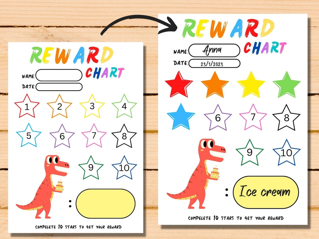 Star Chart for Kids, Potty Training Chart, Animal Reward Chart for ...