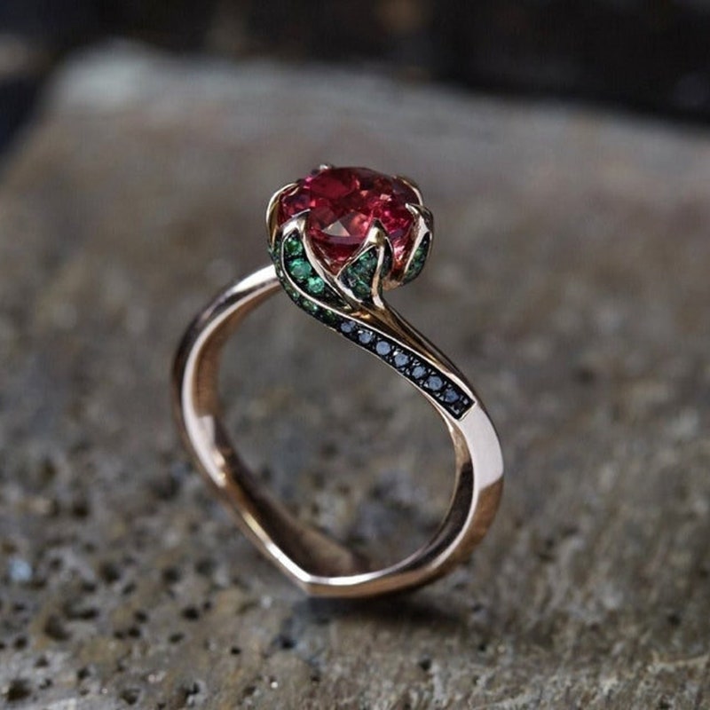 Black and Red Ring - Etsy