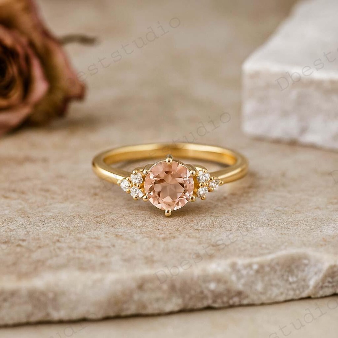 Morganite Cluster Wedding Ring, Women Engagement Ring, Anniversary ...