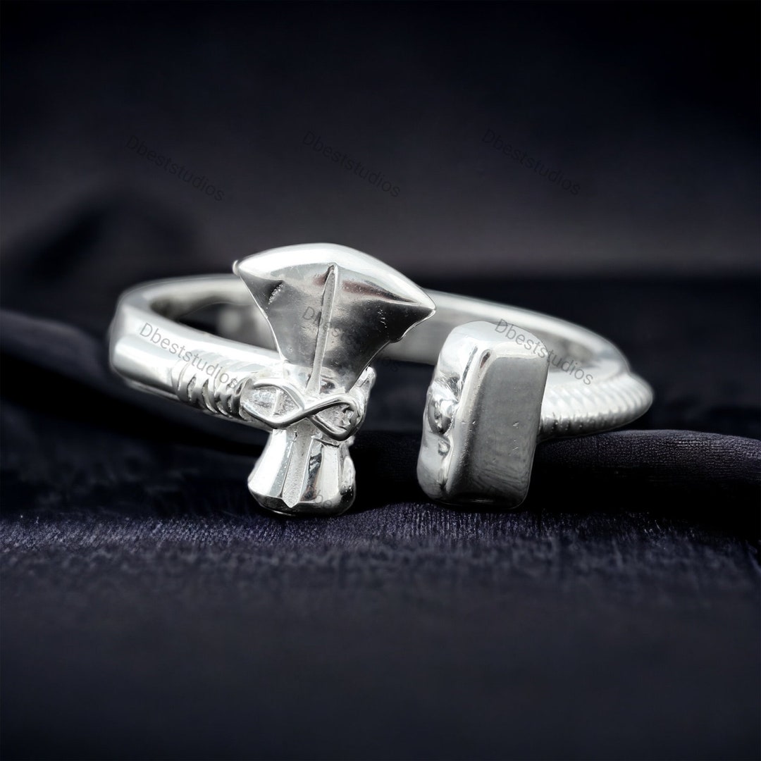 Mjolnir & Strom Breaker Hammer Ring Geek Jewelry, Superhero Ring, White ...