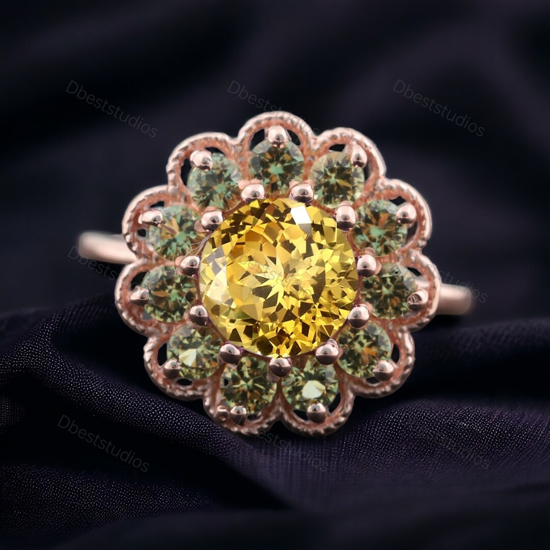 Vintage Citrine Proposal Ring Statemen Ring for Wife August Birthstone ...