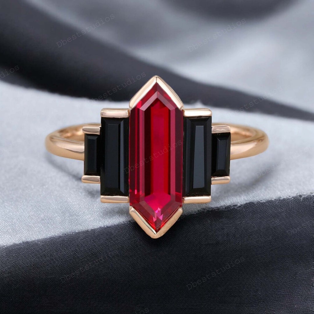 Vintage Ruby Women Ring Natural Onyx Stacking Ring Unique Design ...